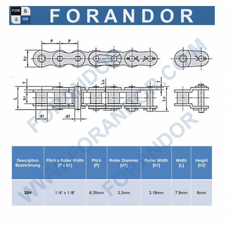CN-25H Kette + Kettenschloss Radkette Chain Zahnradkette 25H 1/4 x 1/8 ...