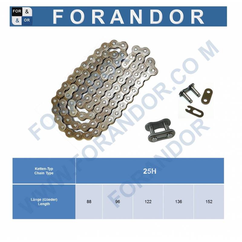 CN-25H Kette + Kettenschloss Radkette Chain Zahnradkette 25H 1/4 x 1/8 ...